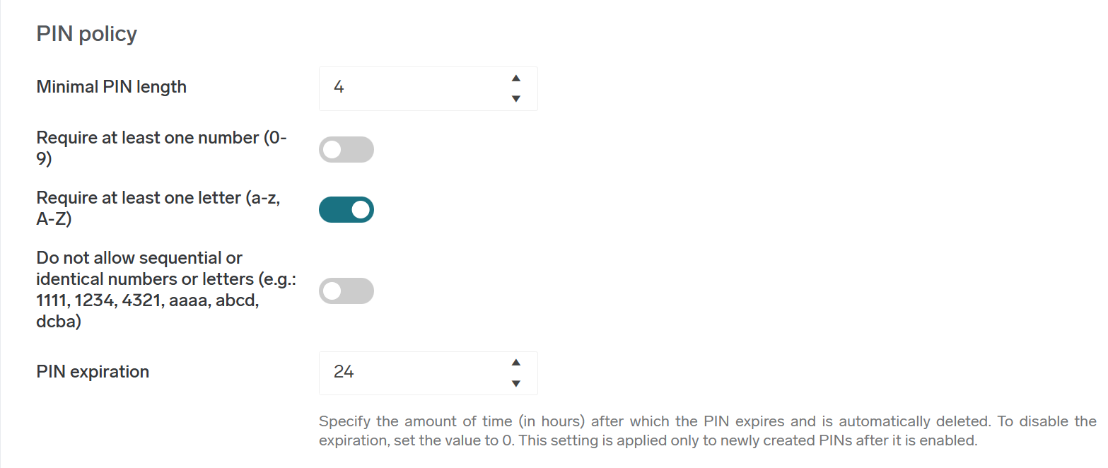 PIN policy | YSoft SAFEQ documentation